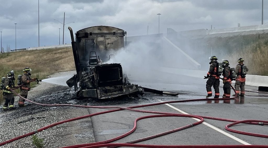Mississauga OPP responding to serious truck fire on Highway 401 | INsauga