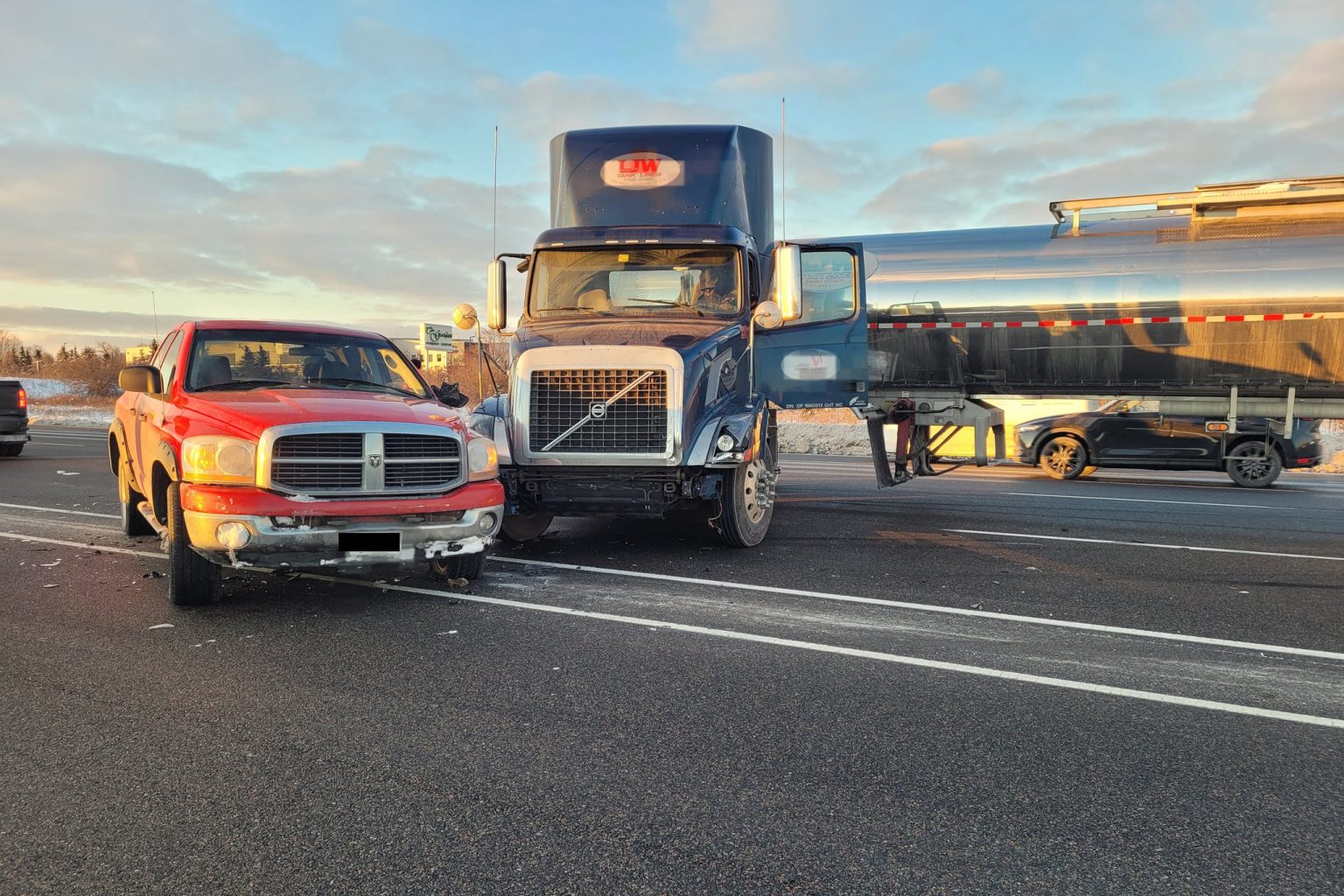 Transport truck and pickup collide on Hwy. 410 in Brampton | INsauga