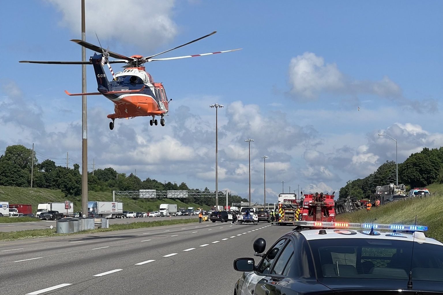 Video: Highway 410 completely shut down as helicopter on scene in ...