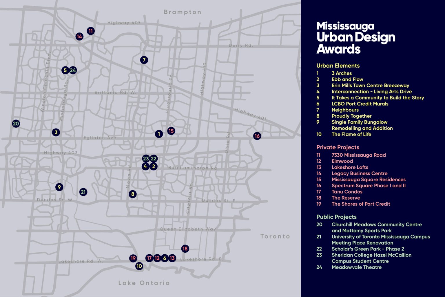 Map shows 24 buildings and projects up for urban design awards in ...