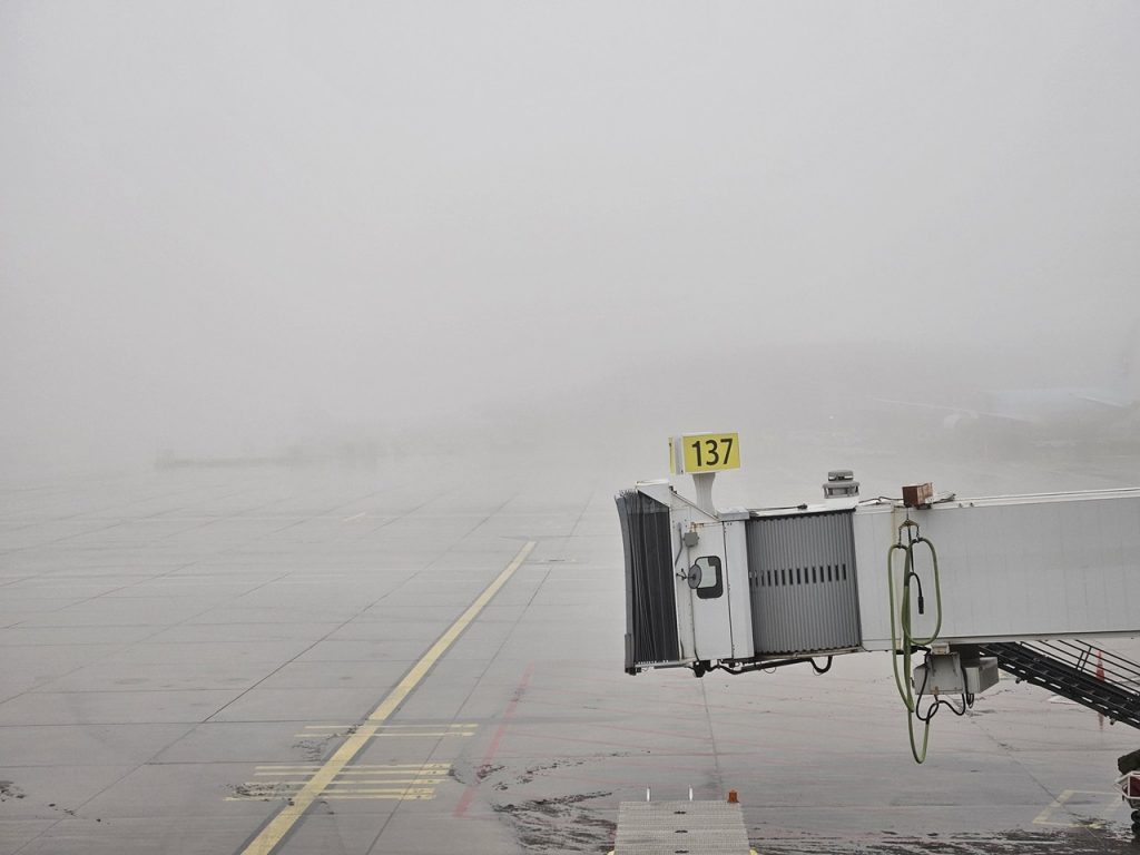 Flights grounded by fog at Pearson Airport in Mississauga, Ontario ...
