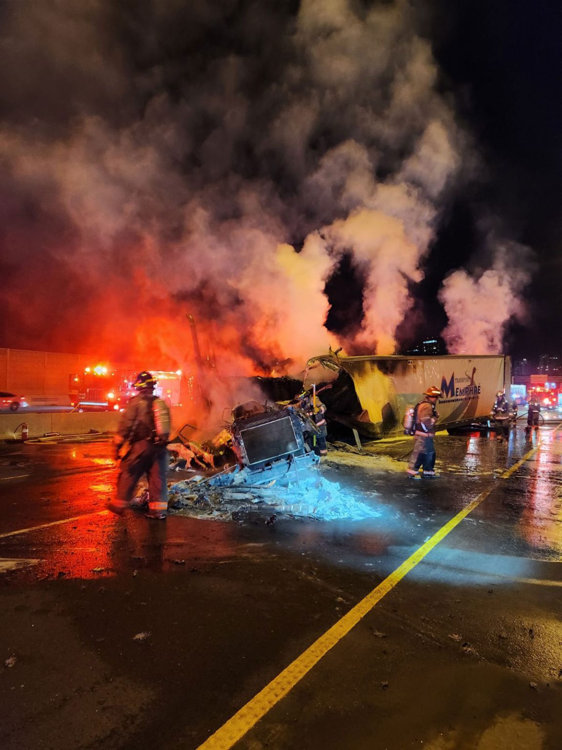 Photos: Transport truck bursts into flames on Highway 401 in Ontario ...