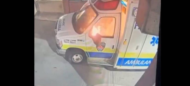 VIDEO: Watch as arsonist sets fire to ambulance in Hamilton, Ontario ...