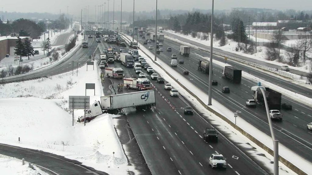 CLOSURE: Transport truck crash snarls traffic on QEW in Ontario | INsauga