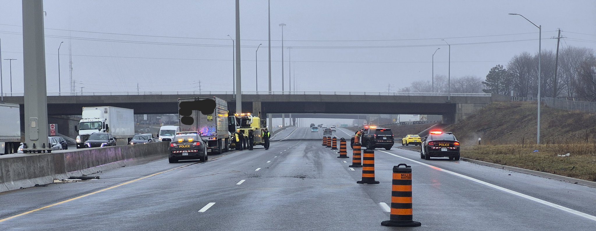 Highway 401 lanes closed in Whitby, Ontario after ruptured diesel tank ...