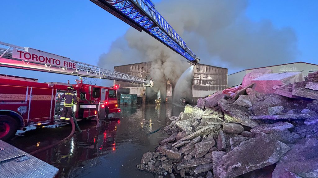 80 firefighters battle 3-alarm blaze at industrial building in Toronto ...